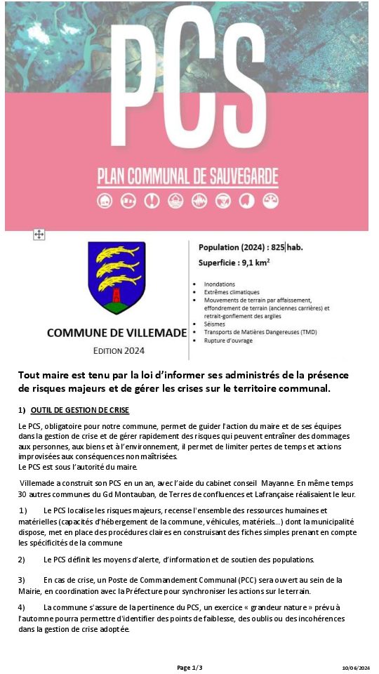 Inondation, canicule, tempête etc... Informations Communales. - Villemade
